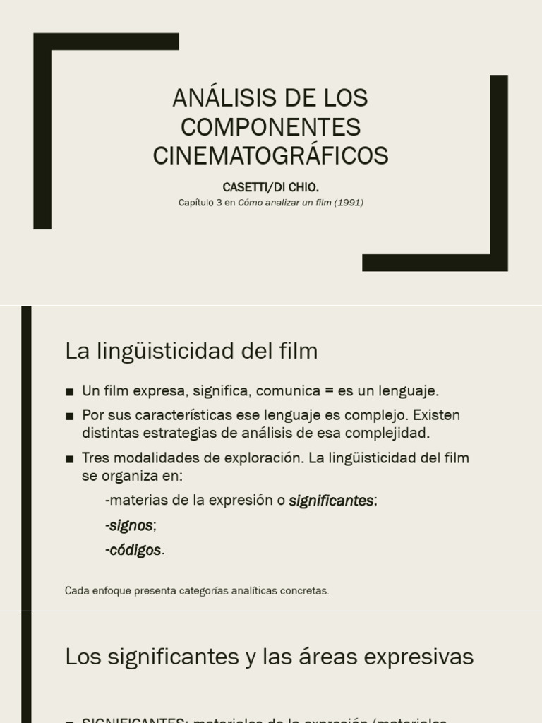 Casetti-DiChio. El Análisis de Los Componenes Cinematográficos. Cap. 3 ...