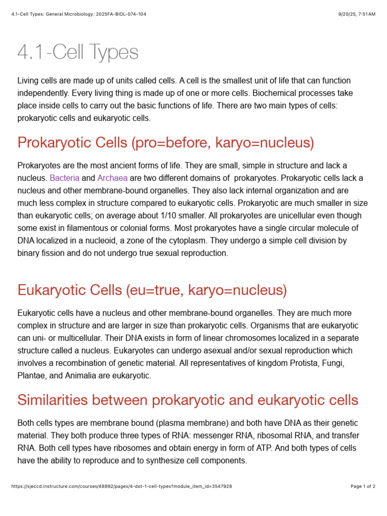 4.1 Cell Types: General Microbiology: 2025FA BIOL 074 104 | PDF | Cell ...