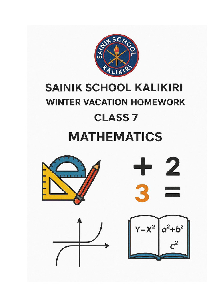 Class 7 Maths Holiday Homework 2025-26 | PDF | Multiple Choice