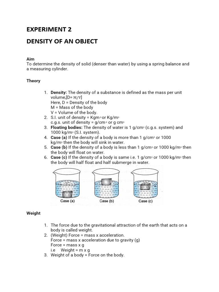 Exp 2 Density of an Object | PDF | Density | Weight