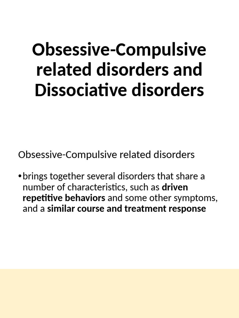 6 - Ocd and Dissociative | PDF | Obsessive–Compulsive Disorder ...