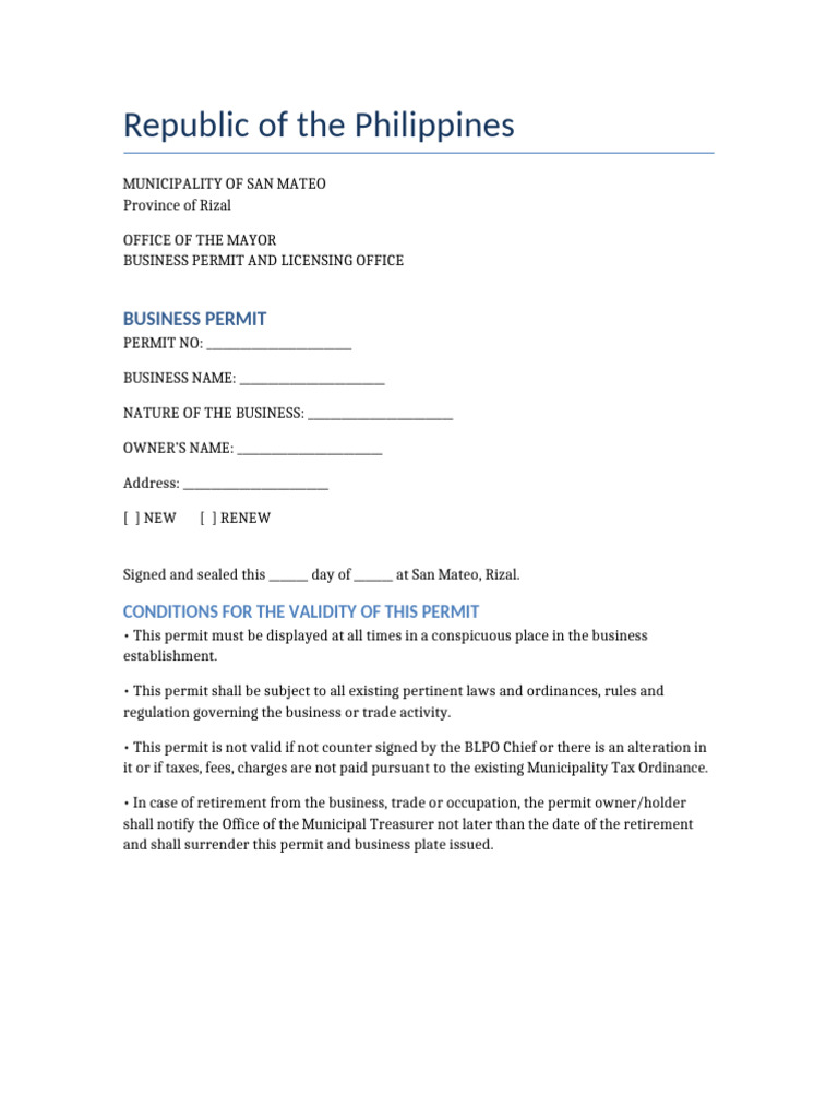 San Mateo Business Permit Guidelines | PDF