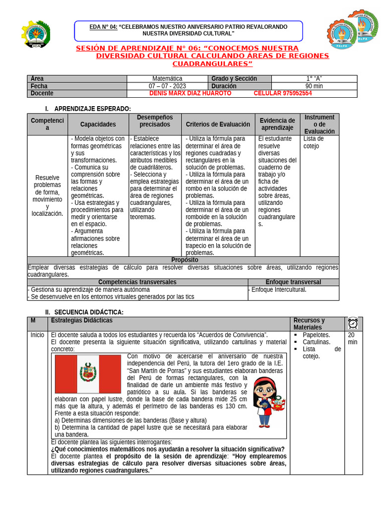 1°-SESION 6-EDA 4 | PDF | Aprendizaje | Geometría Elemental