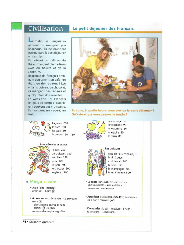Les Repas Articles Partitifs 2023 2 | PDF