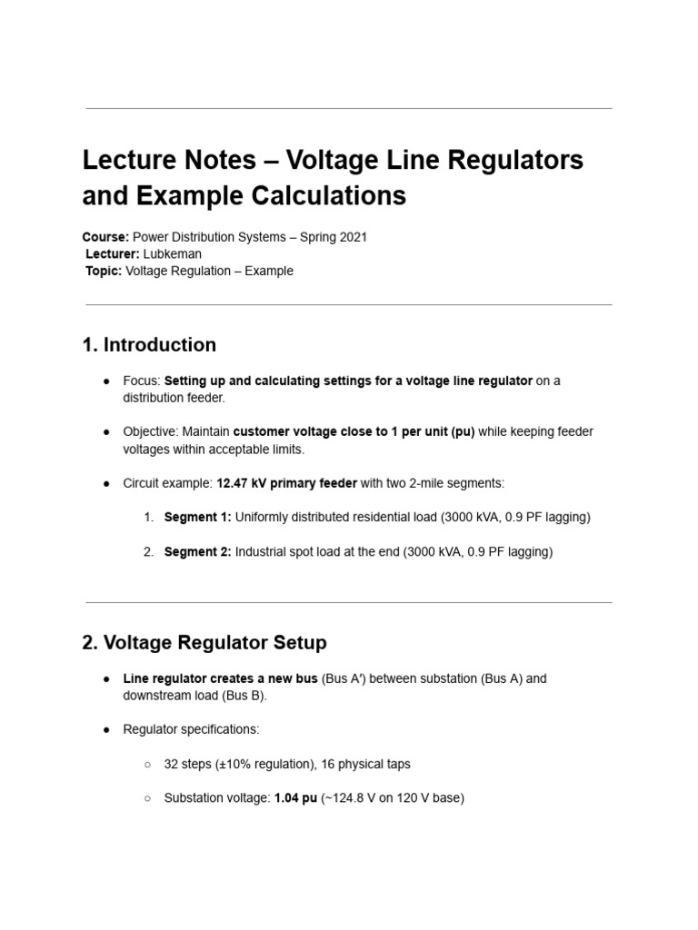 Voltage Line Regulator Setup Guide | PDF | Electric Power Distribution ...