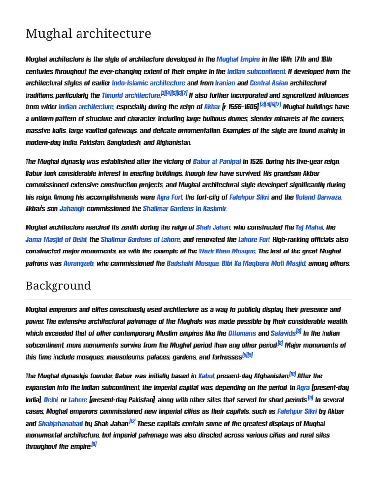Overview of Mughal Architecture | PDF | Mughal Empire | Architectural ...