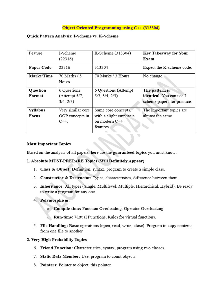 C Oop Exam Preparation Guide Pdf Class Computer Programming C