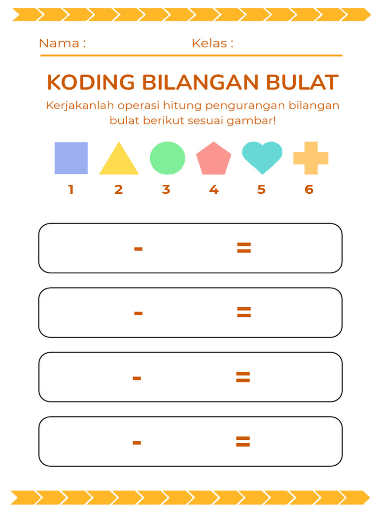 Koding Bilangan Bulat Lembar Kerja Kuning Minimalis | PDF