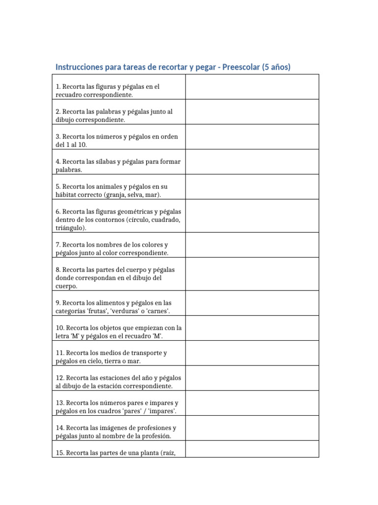 Actividades de Recortar y Pegar para Preescolar | PDF