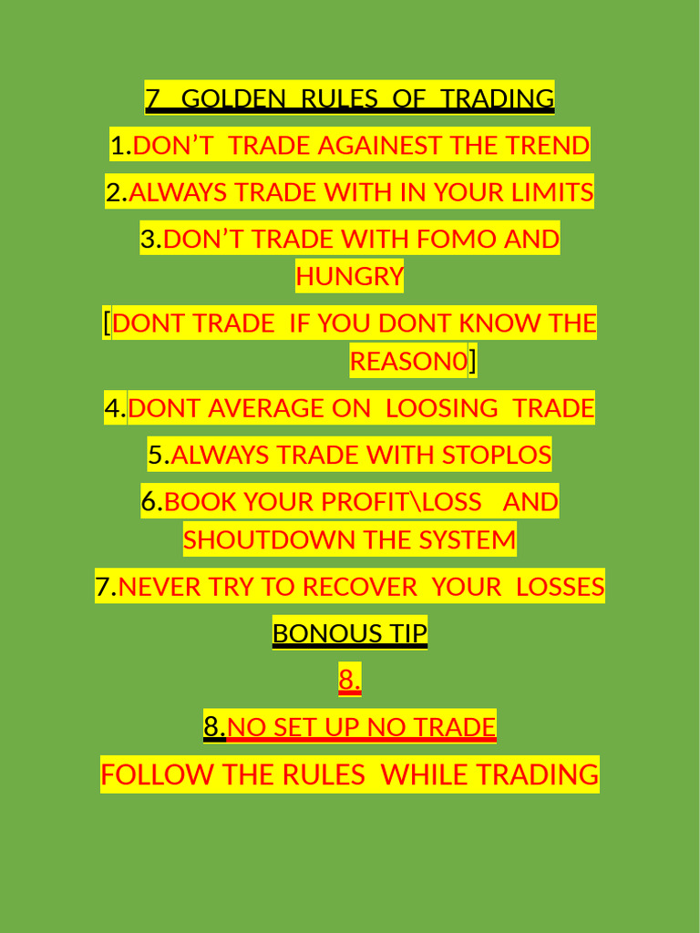 7 Essential Trading Rules for Success | PDF