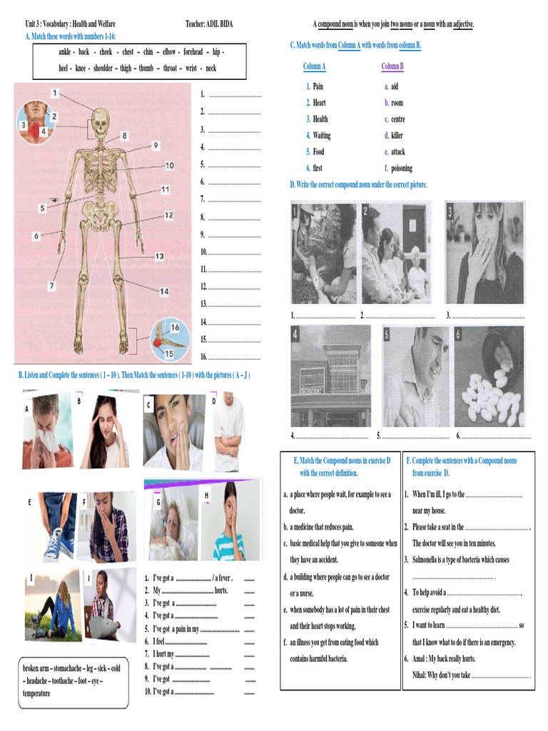 Unit 3 - Vocabulary - Health and Welfare - 2025- First Bac | PDF