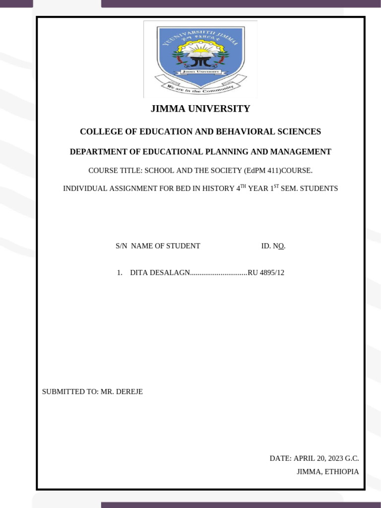 School and the Society (EdPM 4011) Individual Assignment | PDF | Pedagogy | Teachers