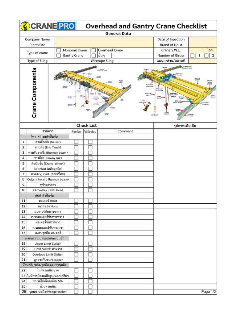 Crane Inspection Checklist by Cranepro | PDF