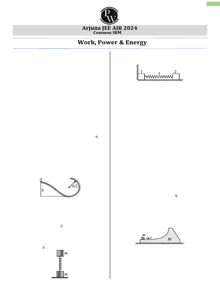 Standard Book Material - Work, Power and Energy - Arjuna JEE AIR Recorded | PDF | Collision ...