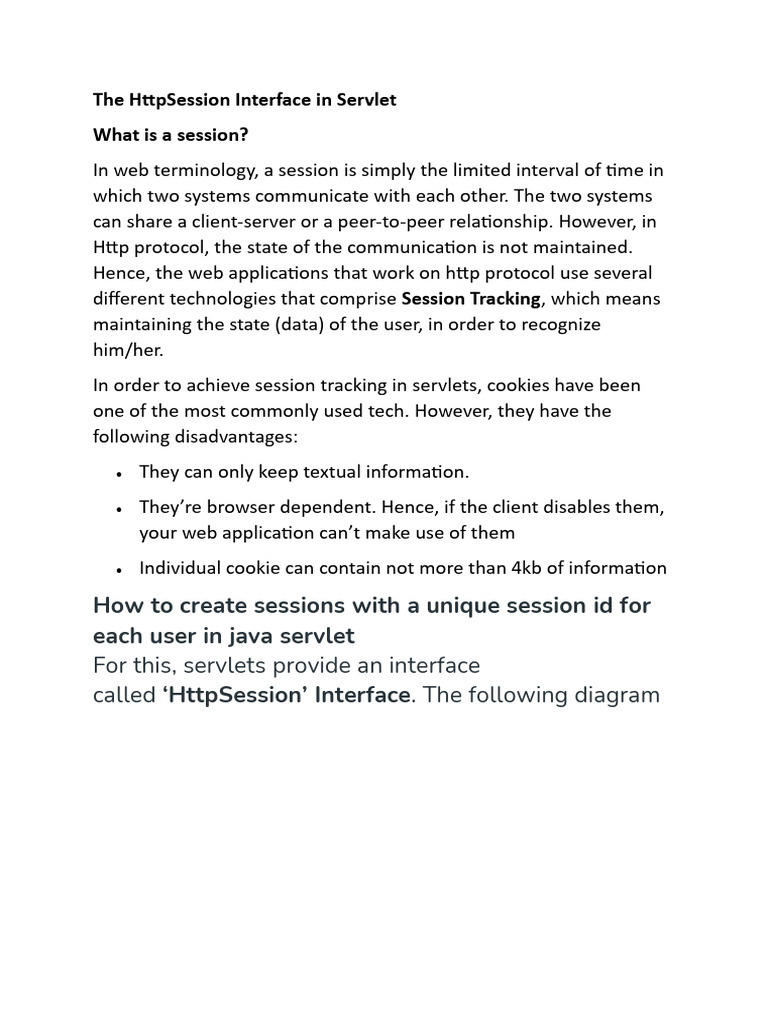 The HttpSession Interface in Servlet | PDF | Http Cookie | Computer Networking