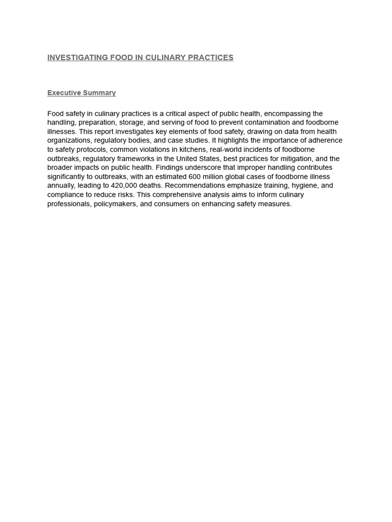 Investigating Food in Culinary Practices | PDF | Food Safety ...