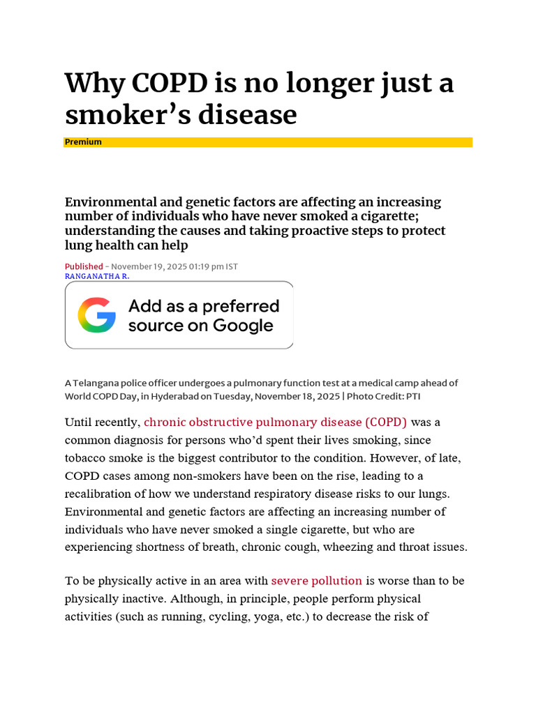 Why COPD Is No Longer Just A Smoker | PDF