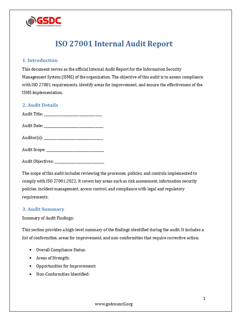 ISO 27001 Detailed Internal Audit Report | PDF | Audit | Auditor's Report