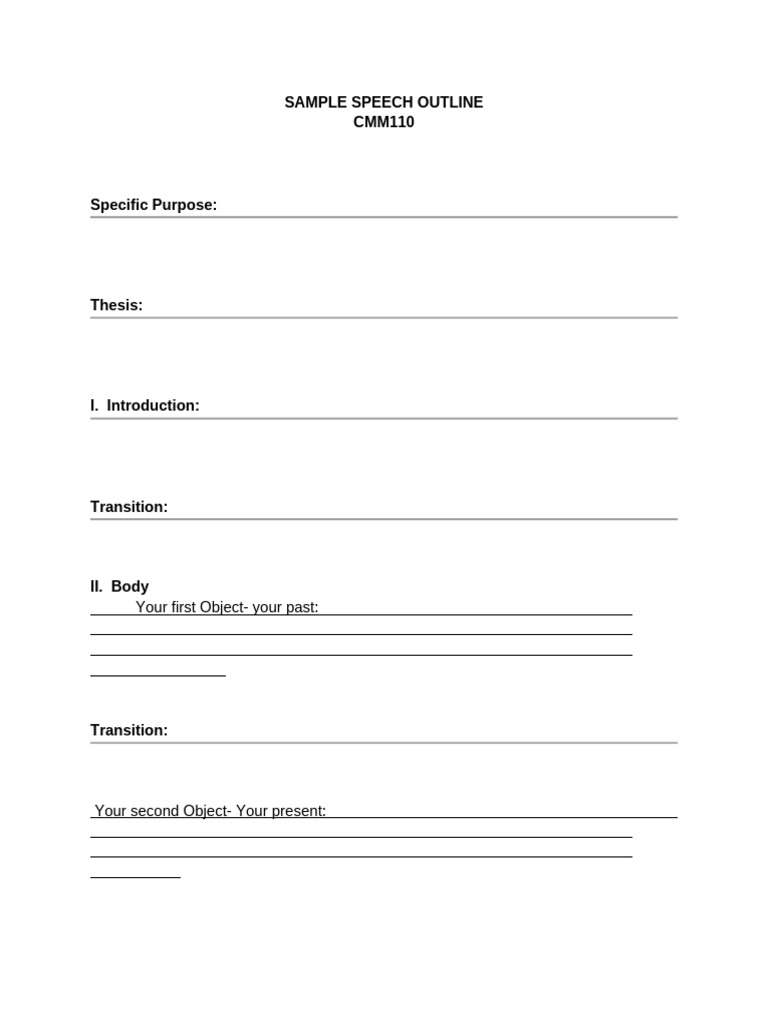 Speech Outline Template for CMM110 | PDF