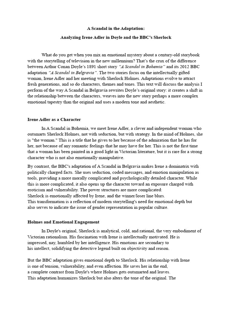 Irene Adler: Doyle vs. BBC's Sherlock | PDF | A Scandal In Bohemia ...
