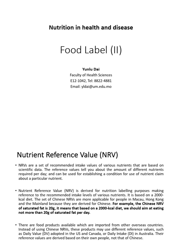 Class 4 Food Label II 2024 | PDF | Nutrition Facts Label | Calorie