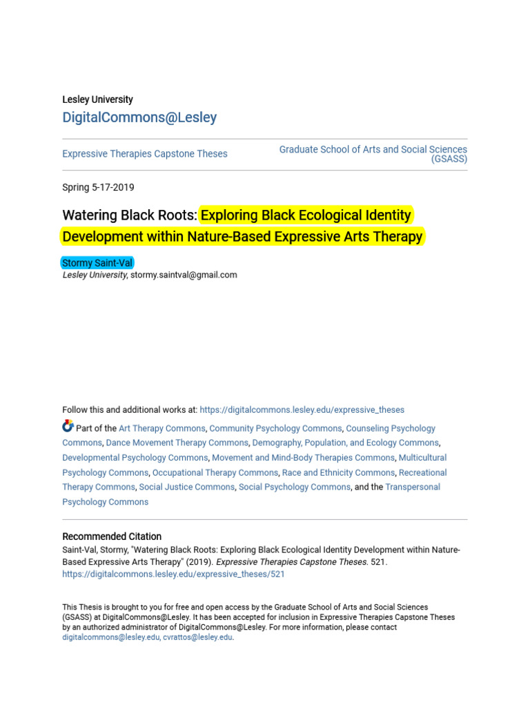 Black Ecological Identity in Arts Therapy | PDF | Psychotherapy | Art ...