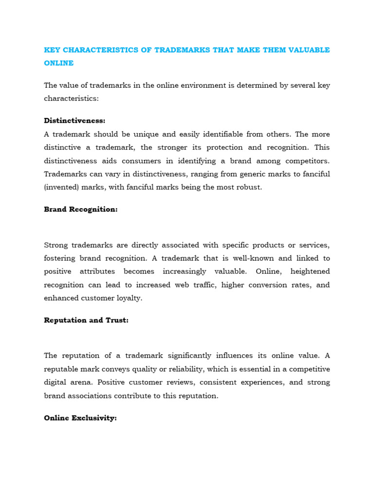 Trademarks and Online Valuable Online | PDF | Trademark | Brand