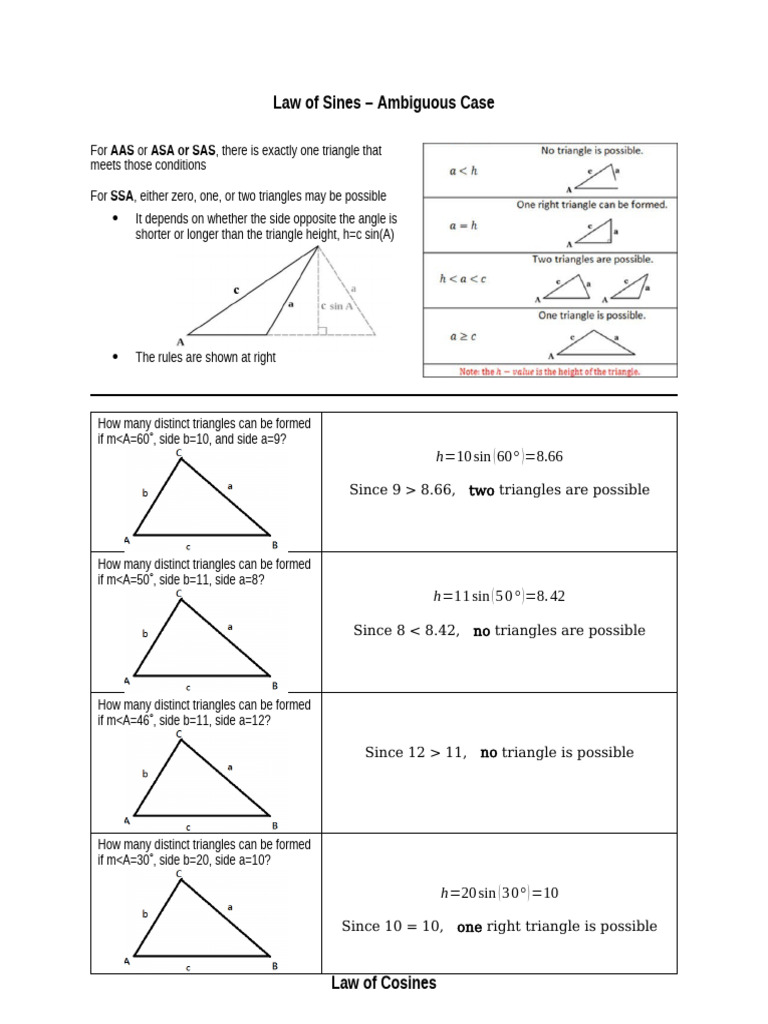 Law of Sines and Cosines - 2 | PDF | Geometry | Combinatorics