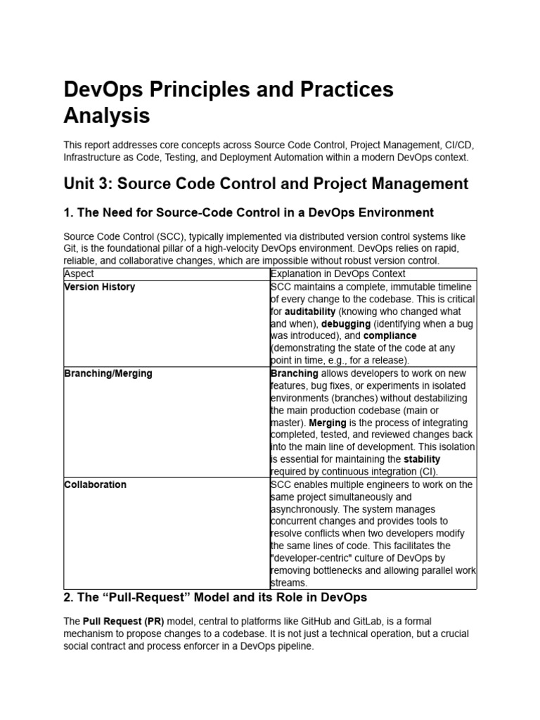 DevOps Principles and Practices Analysis | PDF | Version Control | Information Technology Management