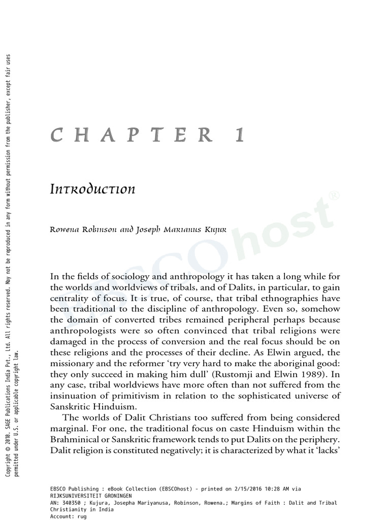 Nayak & Swain Reading - Robinson and Kujur 2010 Intro | PDF | Dalit | Caste