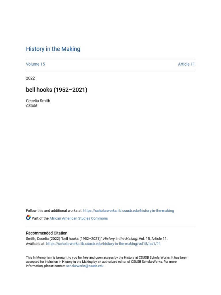 Gloria Steinm Quotation Is Here Bell Hooks (1952 - 2021) | PDF ...