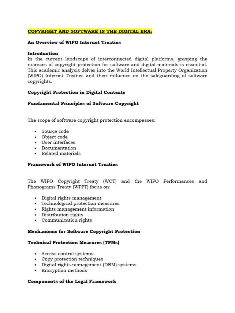WIPO Treaties and Software Copyrights | PDF | Digital Rights Management ...