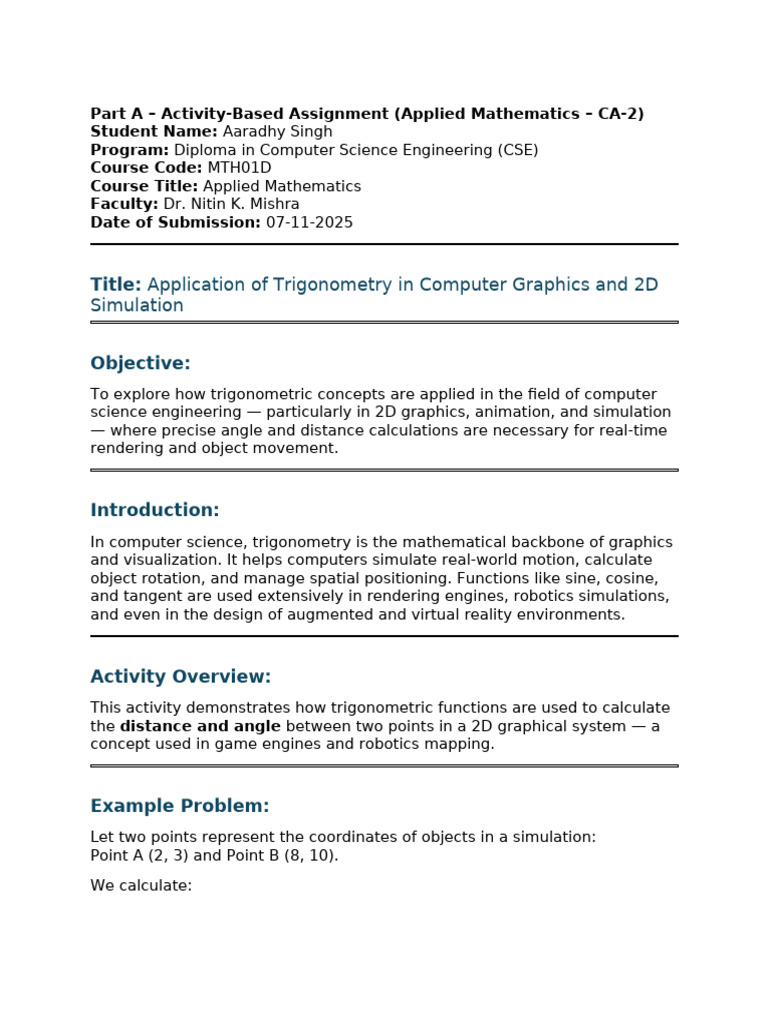 Title:: Application of Trigonometry in Computer Graphics and 2D ...
