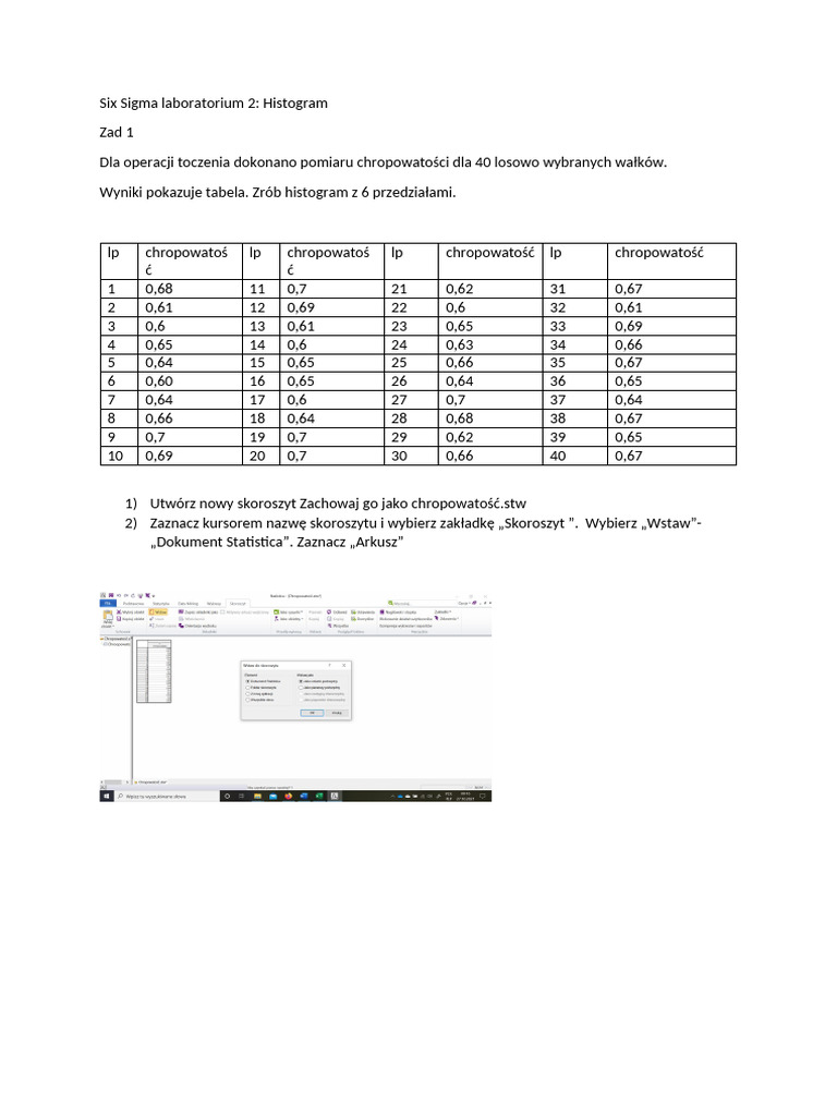 Six Sigma Lab 2 Histogram | PDF