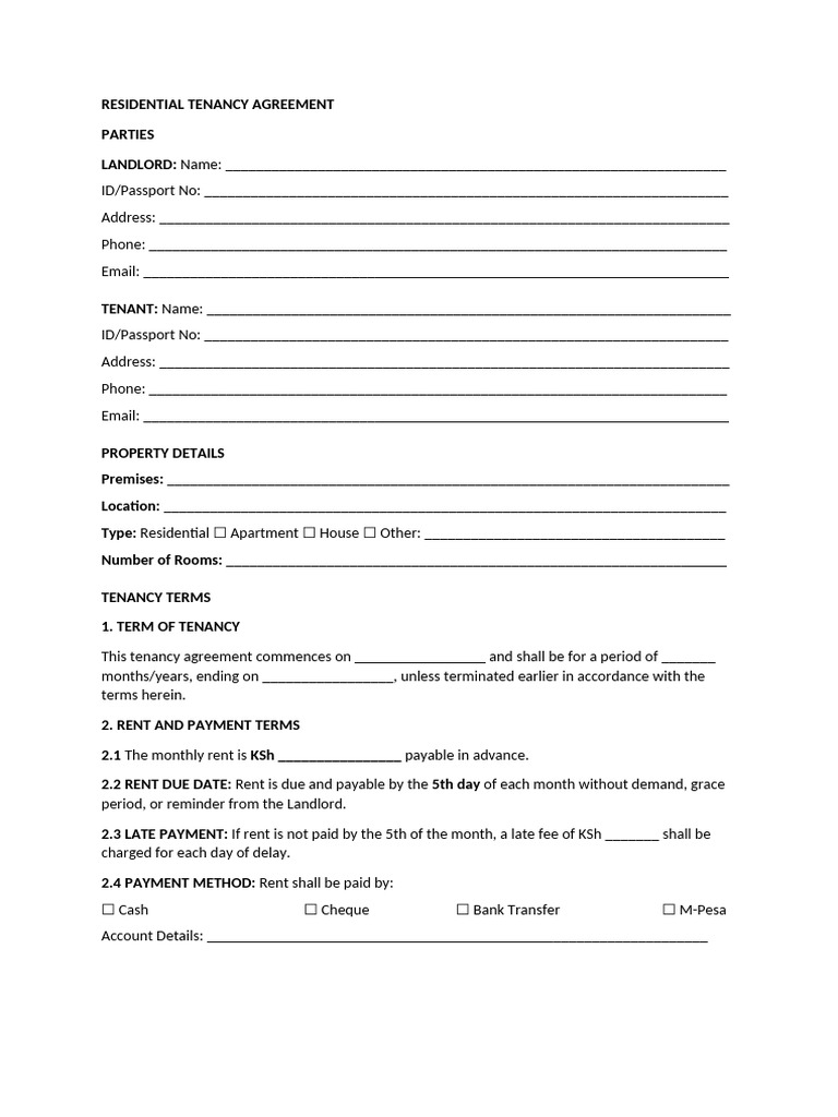 Residential Tenancy Agreement | PDF | Leasehold Estate | Lease
