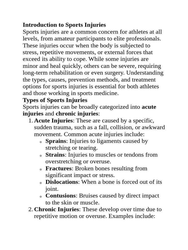 Understanding Sports Injuries: Types & Prevention | PDF | Injury ...