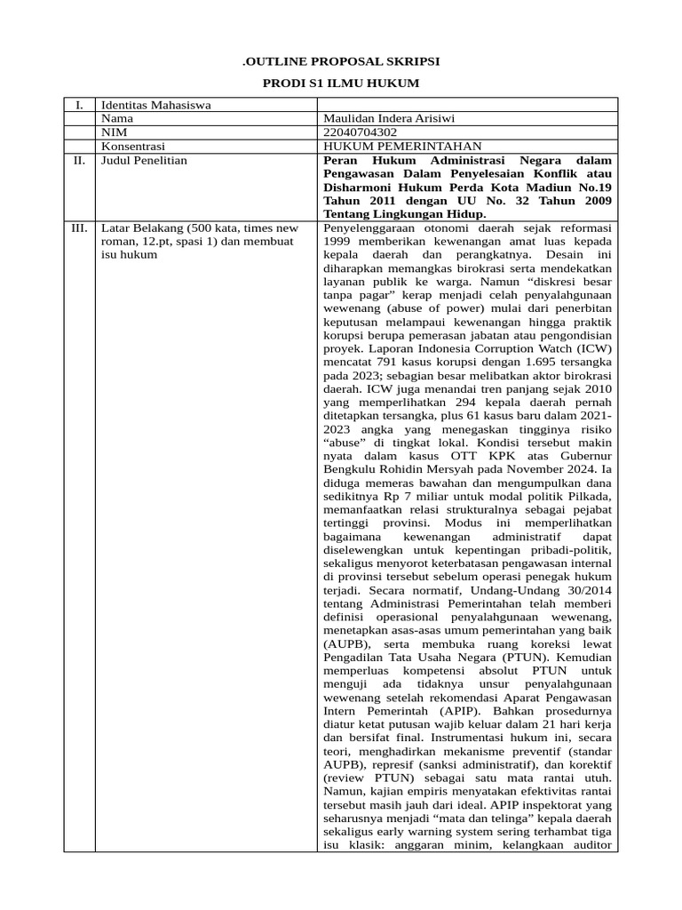 OUTLINE SKRIPSI | PDF