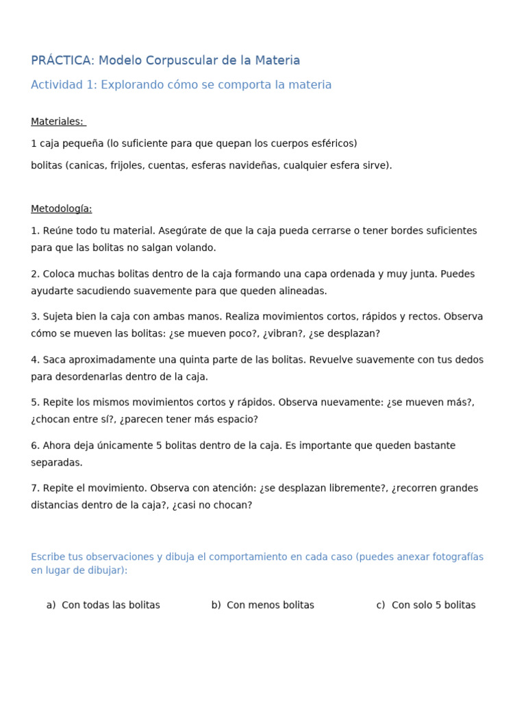 Practica Modelo Corpuscular | PDF | Gases | Líquidos