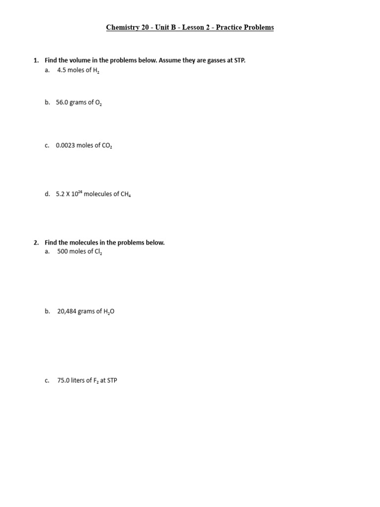 Chemistry 20 - Unit B - Lesson 2 Review | PDF