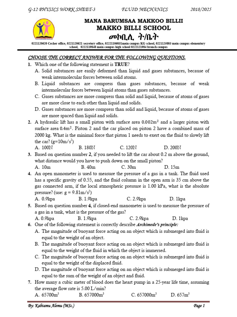 G.12 Physics Work Sheet-3-1 | PDF | Buoyancy | Density