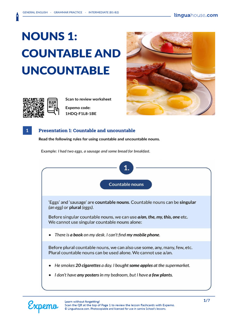 Nouns 1 Countable and Uncountable British English Student B1 B2 | PDF
