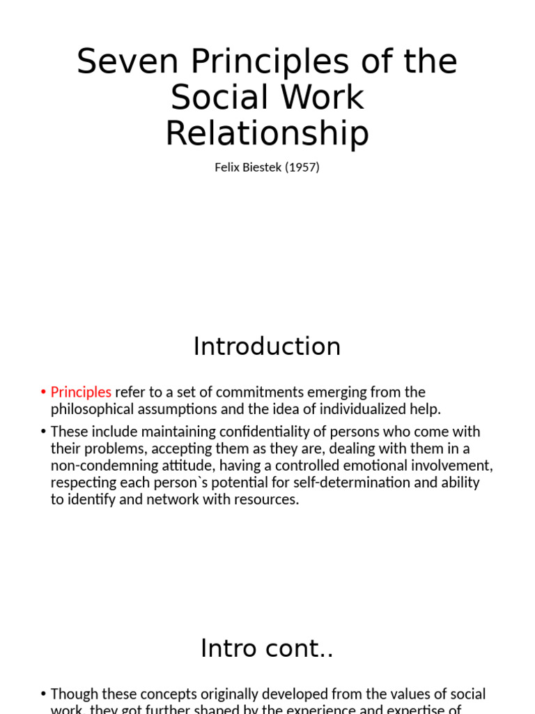 Biesteks 7 Principles of The Social Work Relationship | PDF ...