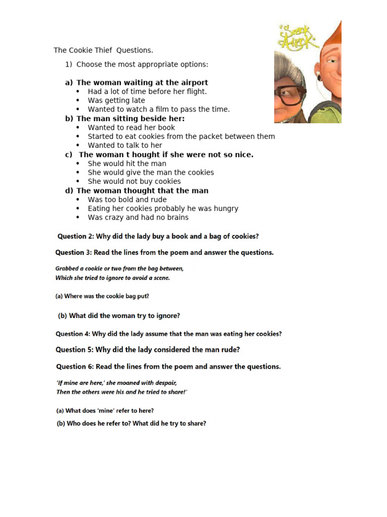 Cookie Thief Discussion Questions | PDF