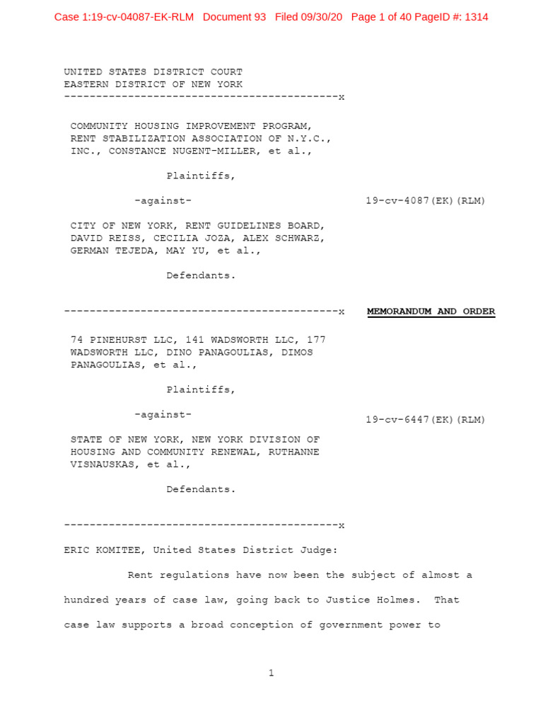 Eastern District Order 9 30 20 in CHIP Litigation Re Constitutionality ...