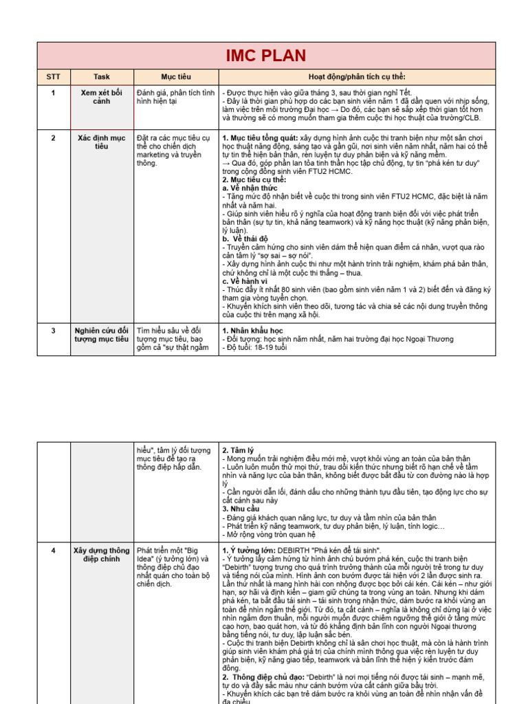 Imc Plan | PDF