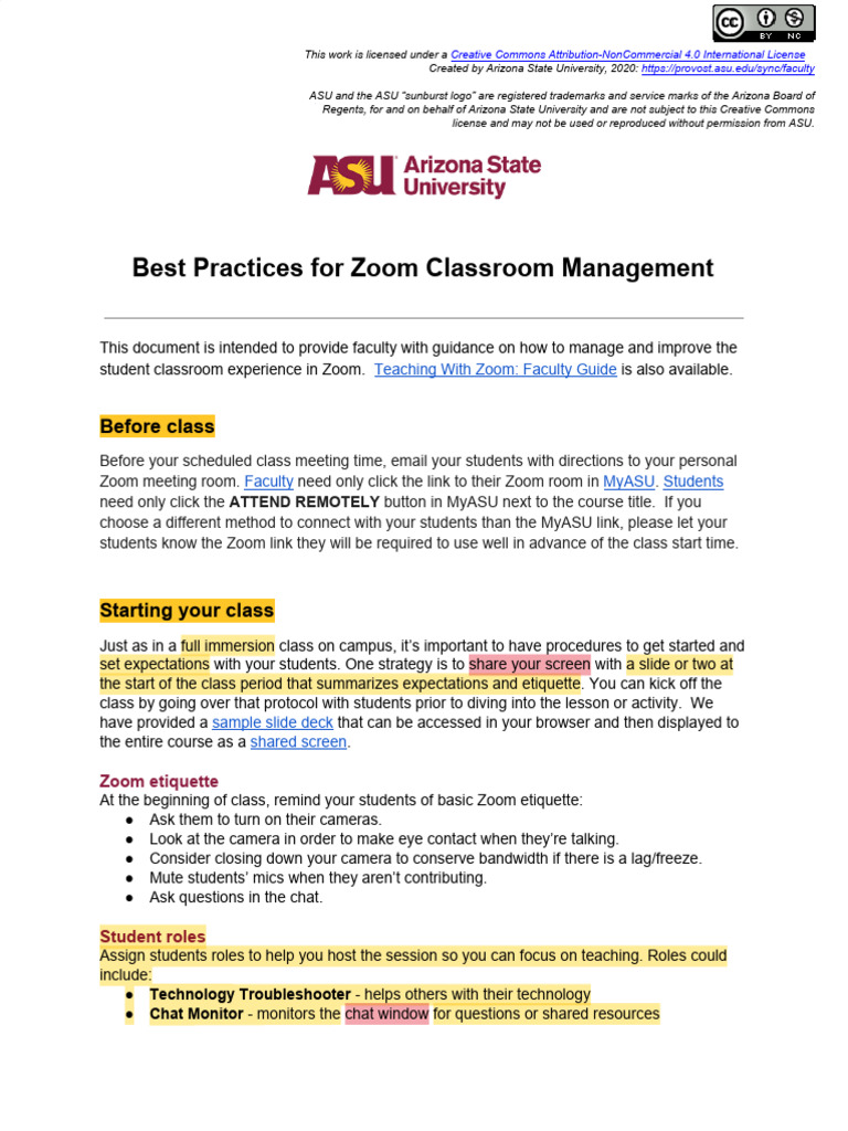 Zoom Classroom Management Tips | PDF | Software | Computing