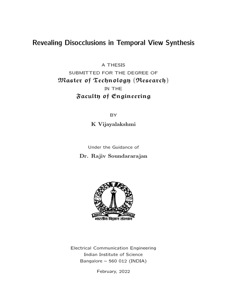Disocclusion in Temporal View Synthesis | PDF | Video | Image Resolution