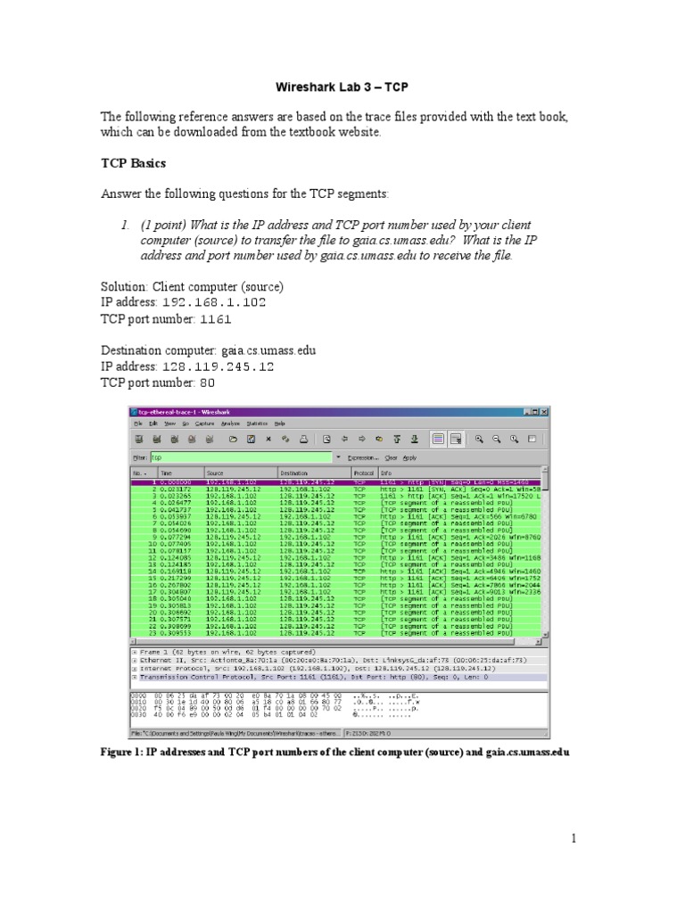 Wireshark Lab 3: TCP Analysis Guide | PDF | Transmission Control Protocol | Internet Architecture