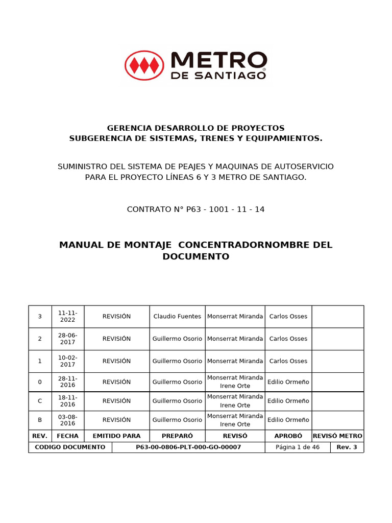 P63-ID-0806-MAG-000-PE-00003-R3-DOC | PDF | Seguridad y salud ocupacional | Conector eléctrico