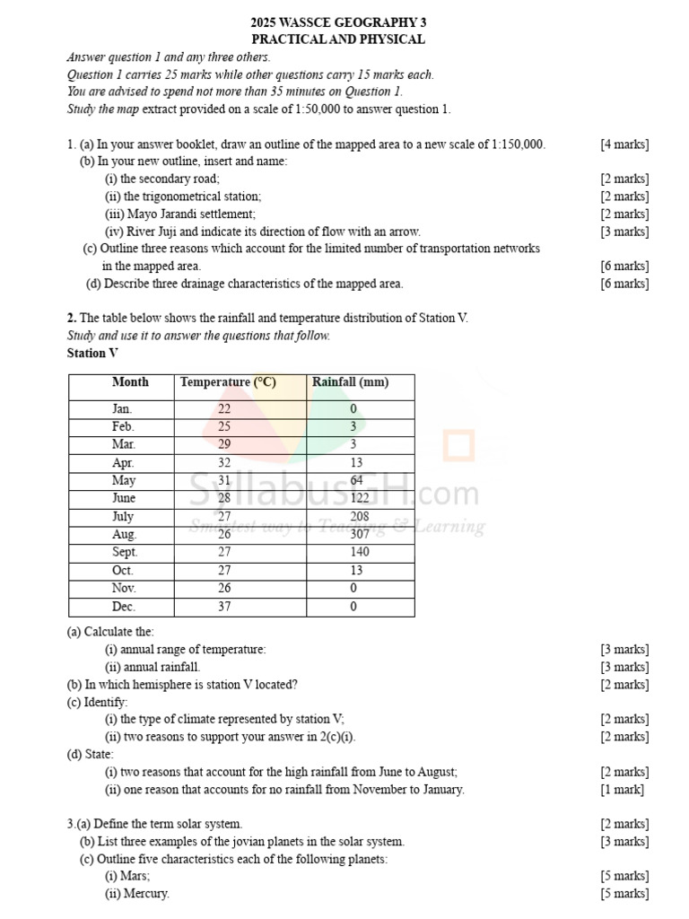 2025 WASSCE Geography Practical Exam Guide | PDF | Mountains | Volcano